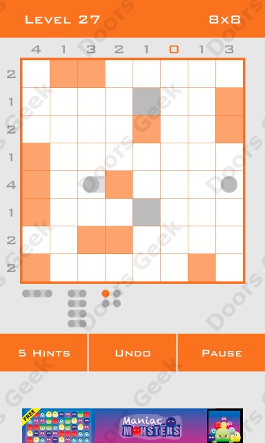 Logic Dots [8x8] Level 27 Solution ~ Doors Geek